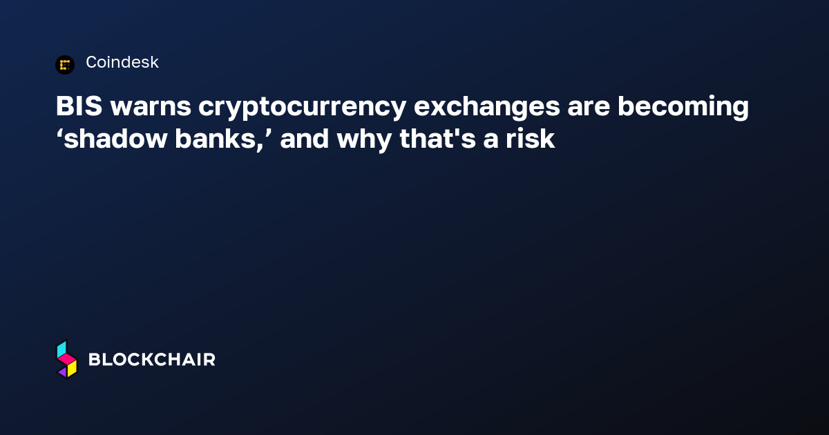 BIS warns cryptocurrency exchanges are becoming ‘shadow banks,’ and why ...