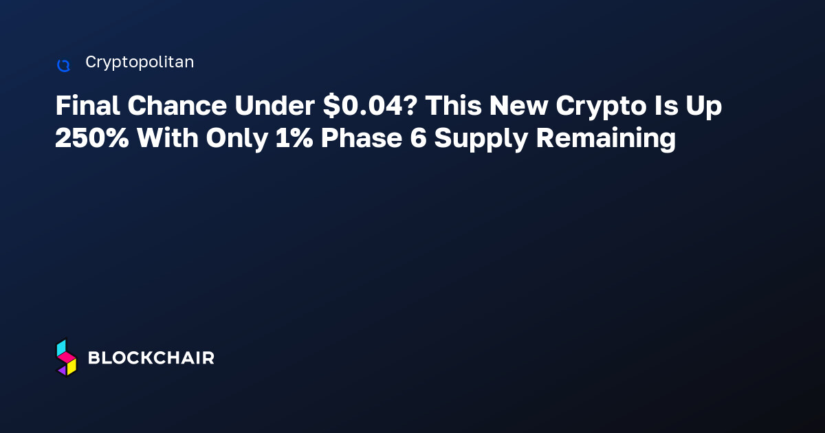 Final Chance Under $0.04? This New Crypto Is Up 250% With Only 1% Phase ...