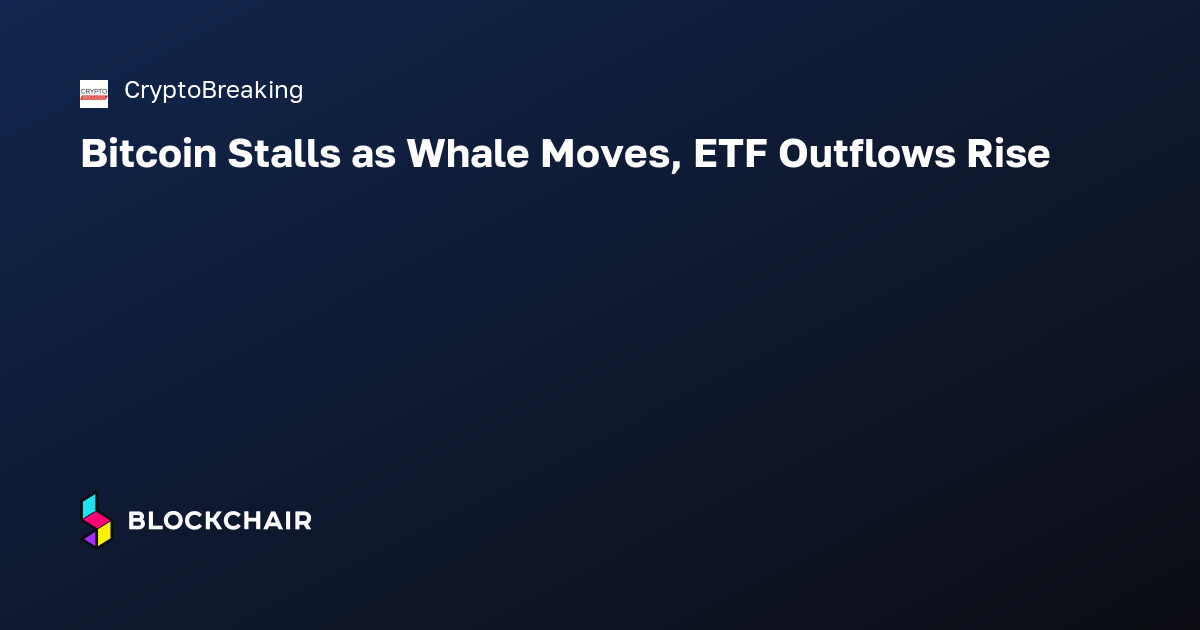 Bitcoin Stalls as Whale Moves, ETF Outflows Rise — Crypto News ...